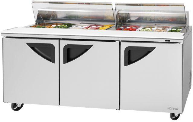 Turbo Air - Super Deluxe 72.4" 3 Solid Doors Clear Lid Refrigerated ...